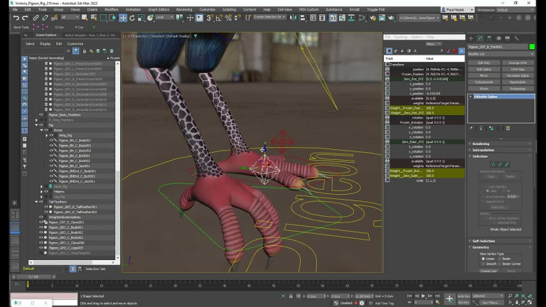 3DSMax Pigeon Leg Rig - 3dsMaxTutorial.com